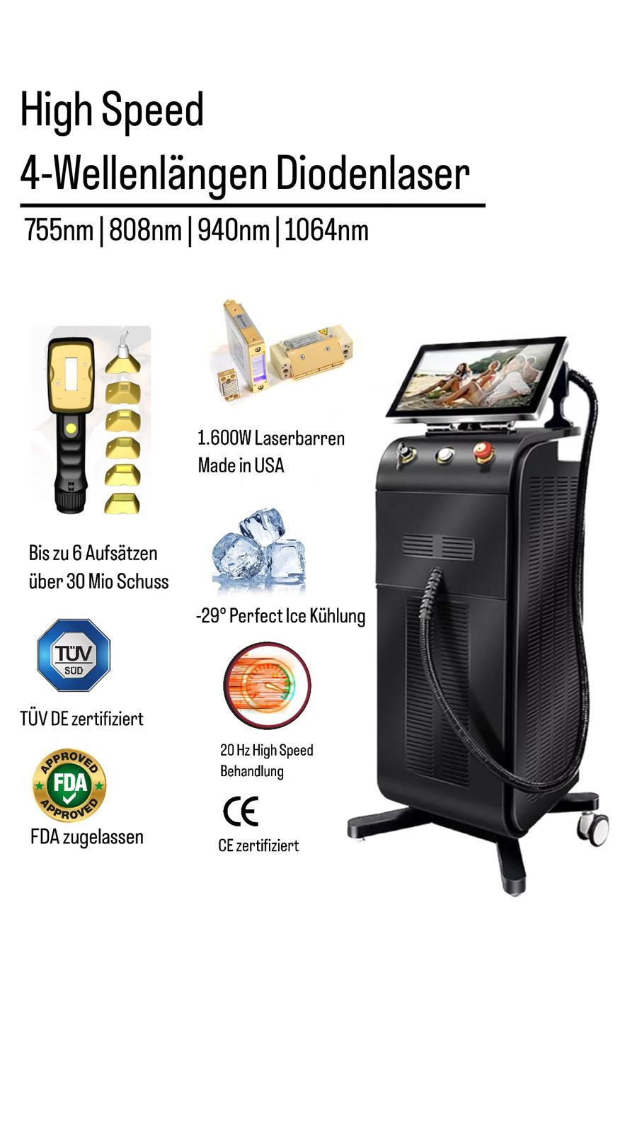 Diodenlaser kaufen 4-Wellenlängen mit ICE Kühlkopf ICE – 4 Wellenlänge ...